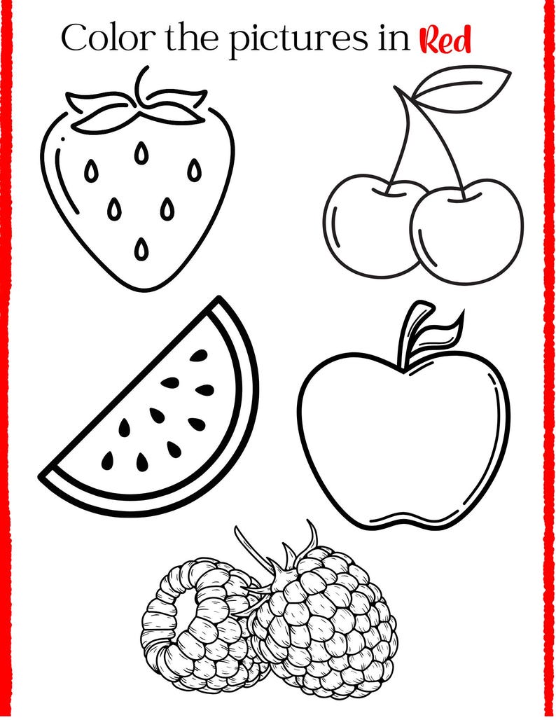 Kids Coloring Worksheet, Color Recognition Activity (digital Download ...