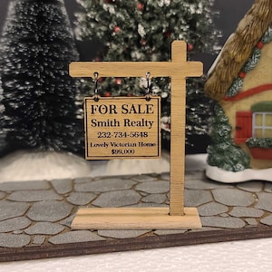 Custom Christmas Village Realtor for Sale Sign, Small House for Sale ...