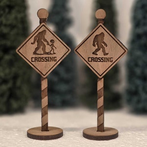 Sasquatch Crossing, Alien Crossing Christmas Village Caution Sign ...