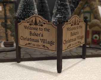 Personalized Christmas Village Sign, Welcome to Our Village Sign ...