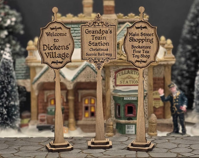 Historical Style Downtown Christmas Village Sign, Personalized ...