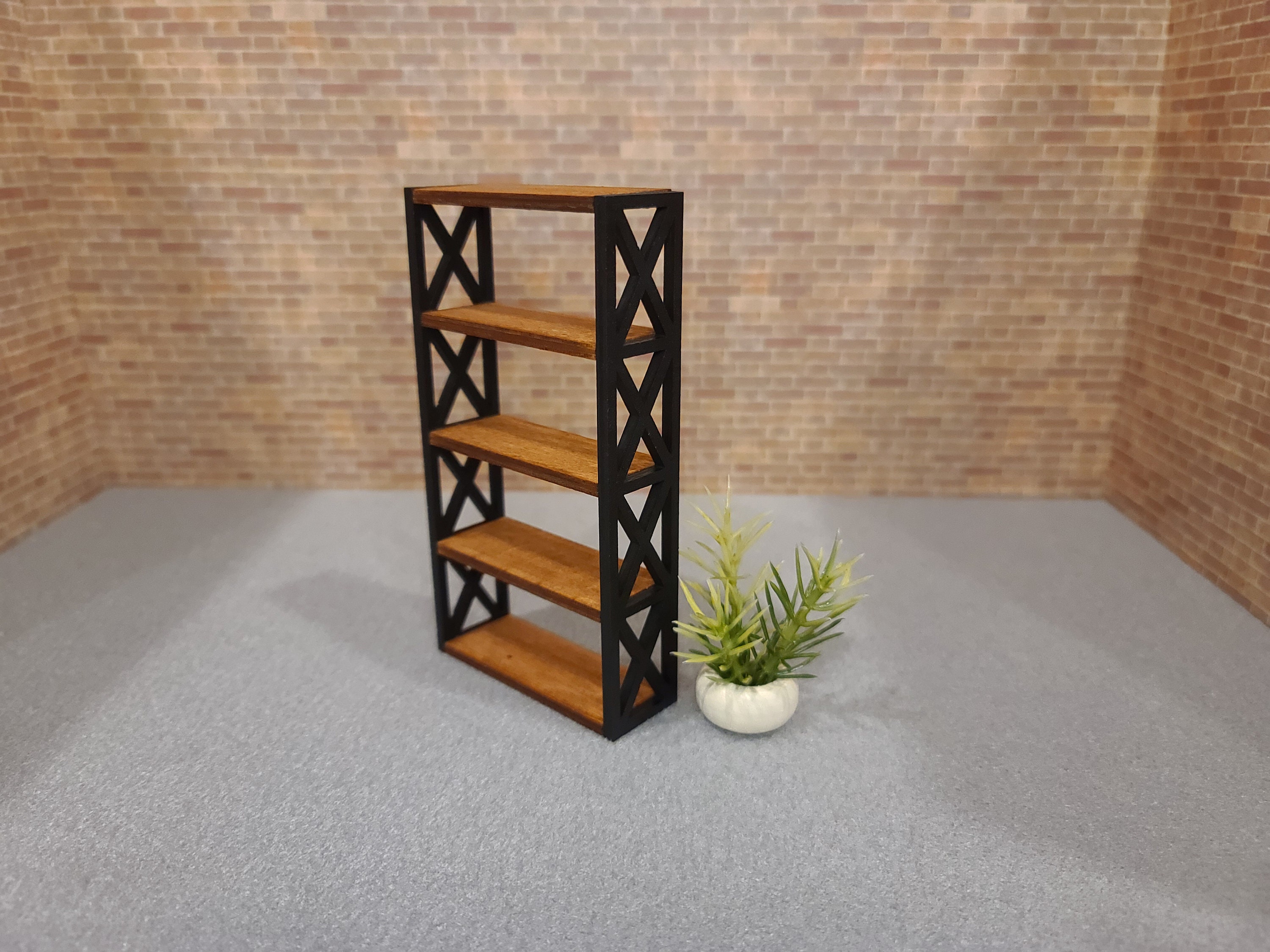 Miniature Wooden X Bookcase for Dollhouses 1:12 Scale | Etsy