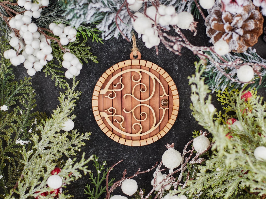 Hobbit Door Christmas Ornament - Red Cedar Door With Aspen Trim, Hobbit ...