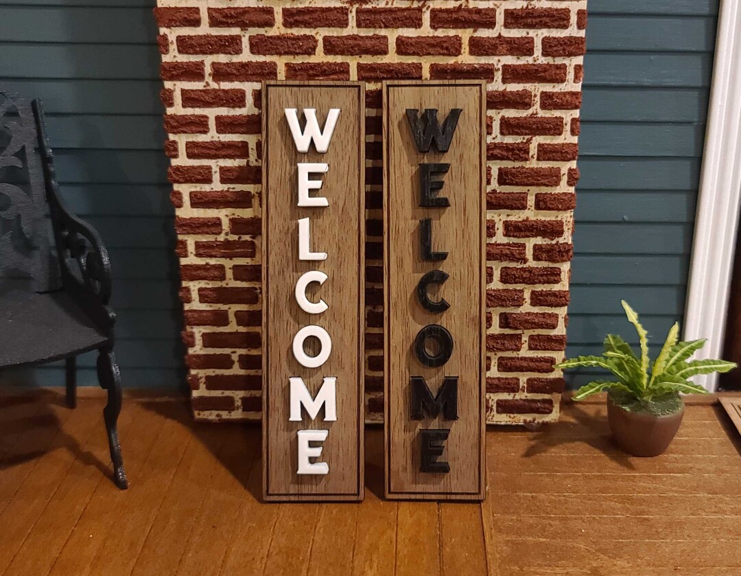 Miniature Welcome Sign for Porch/patio , 1:12 Dollhouse Sign, Dollhouse ...