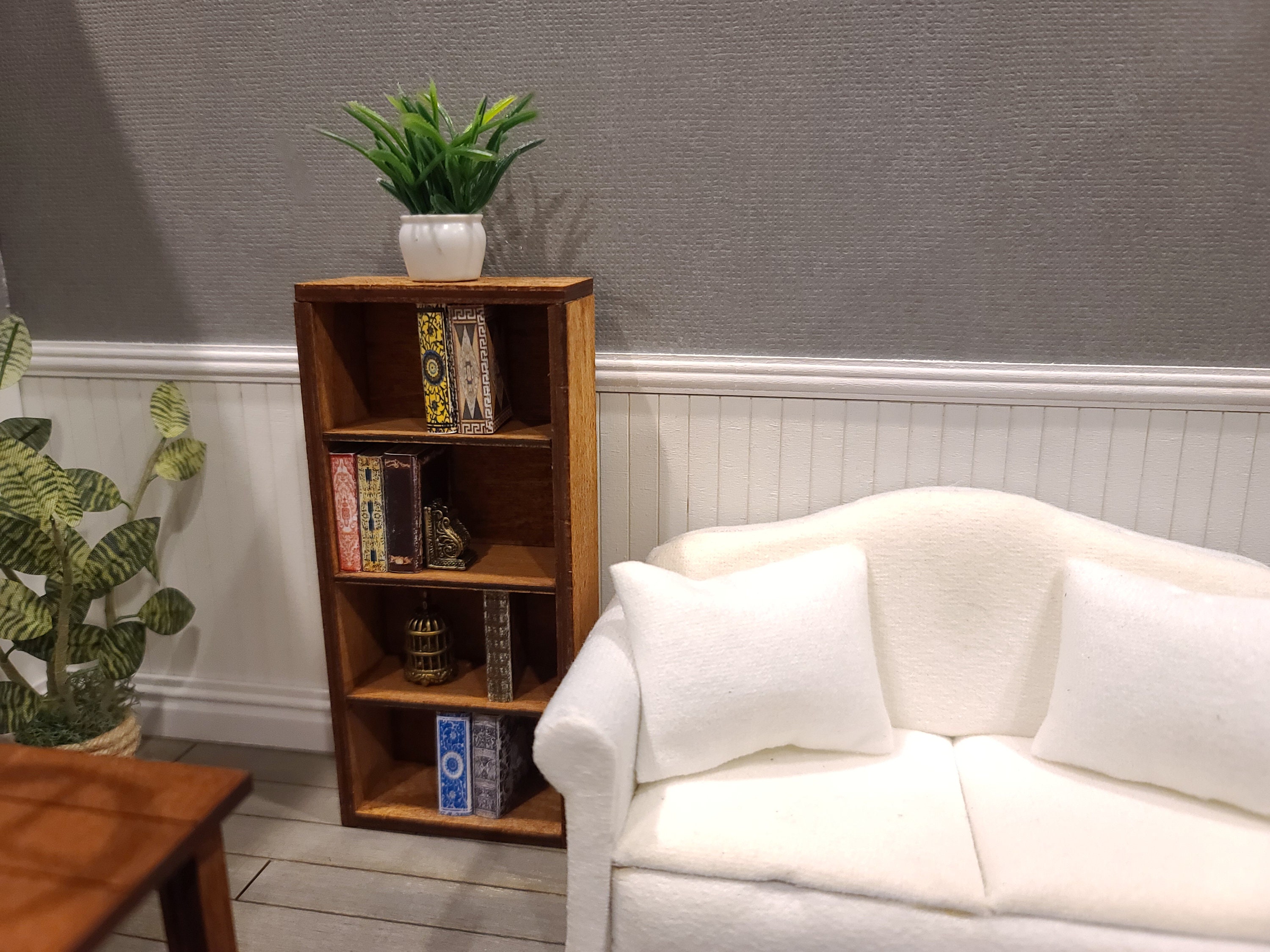 Miniature Wooden Bookcase for Dollhouses 1:12 Scale - Etsy