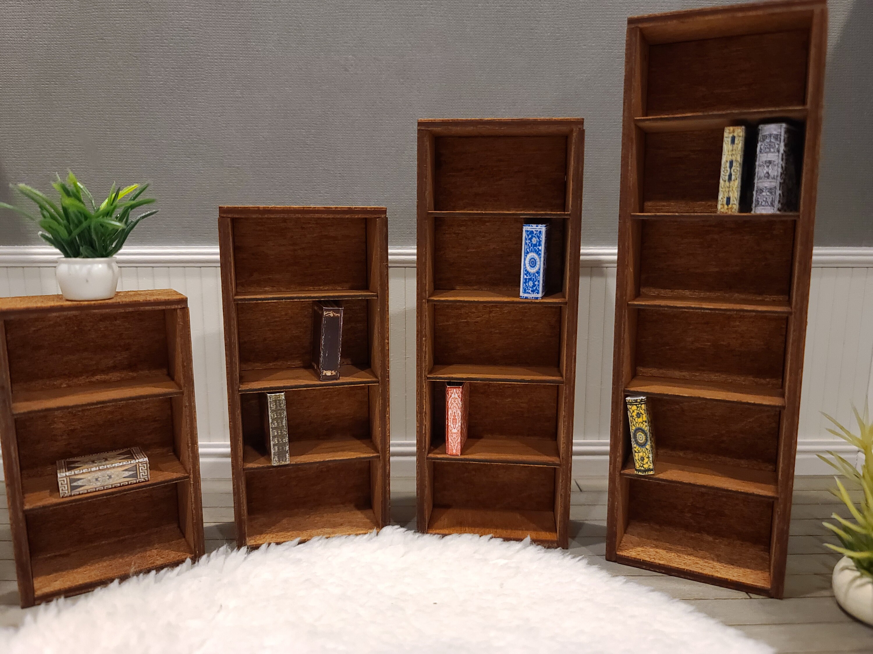 Miniature Wooden Bookcase for Dollhouses 1:12 Scale - Etsy