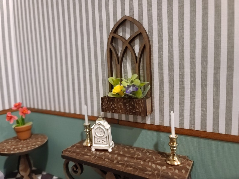Miniature Gothic Window Planter, Dollhouse Wall Decor, 1:12 Scale Decor ...