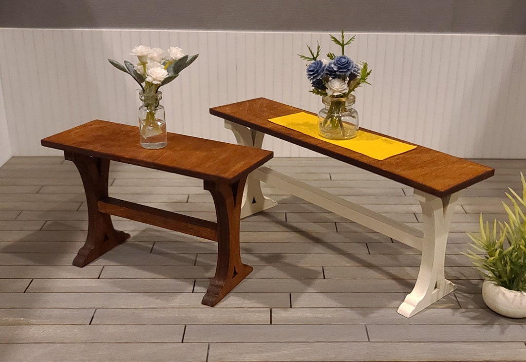Miniature Trestle Style Console Table, Dollhouse Furniture, 1:12 Scale ...