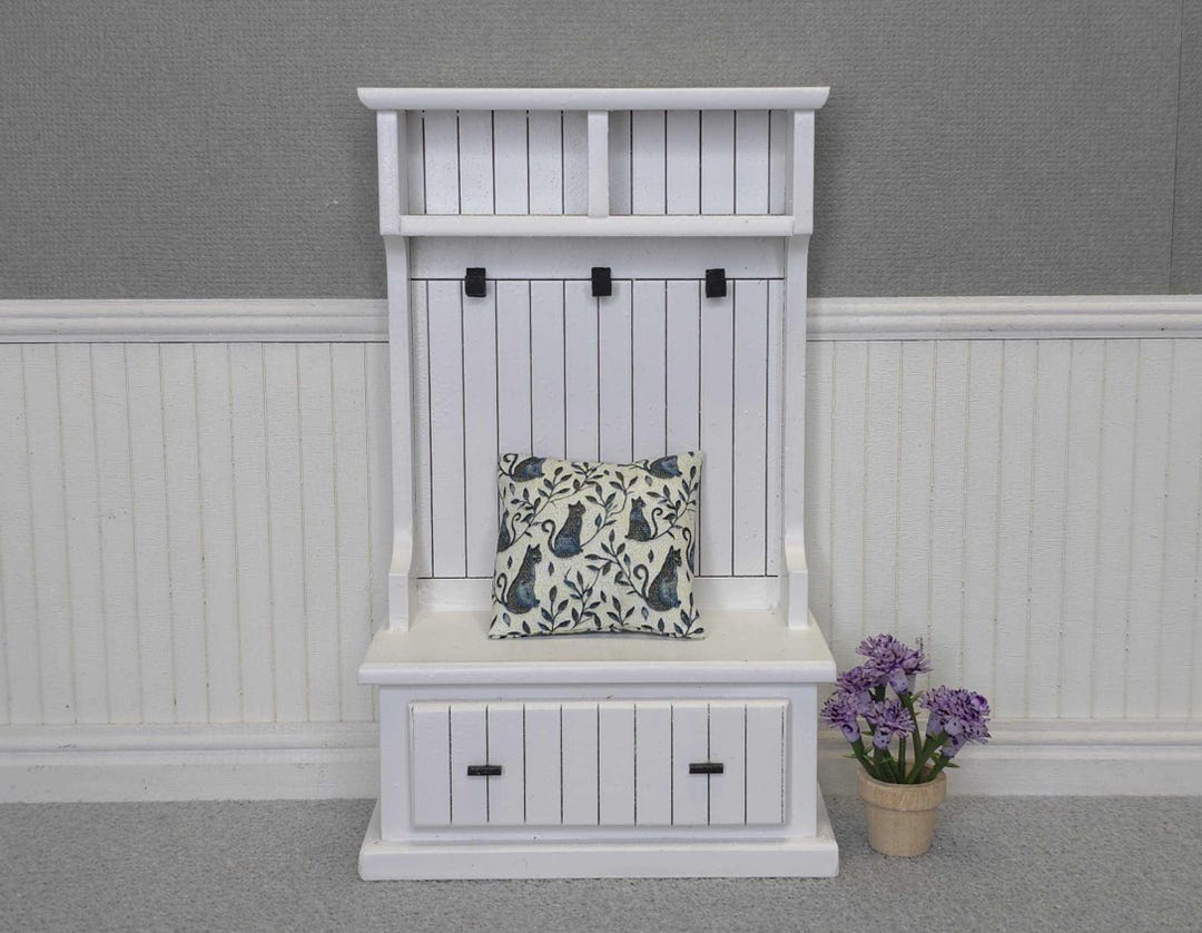 Miniature Hall Tree, Entryway Bench and Coat Hanger, 1:12 Scale ...