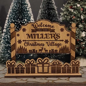 Custom Family Christmas Village Welcome Sign, Welcome to Our Village ...