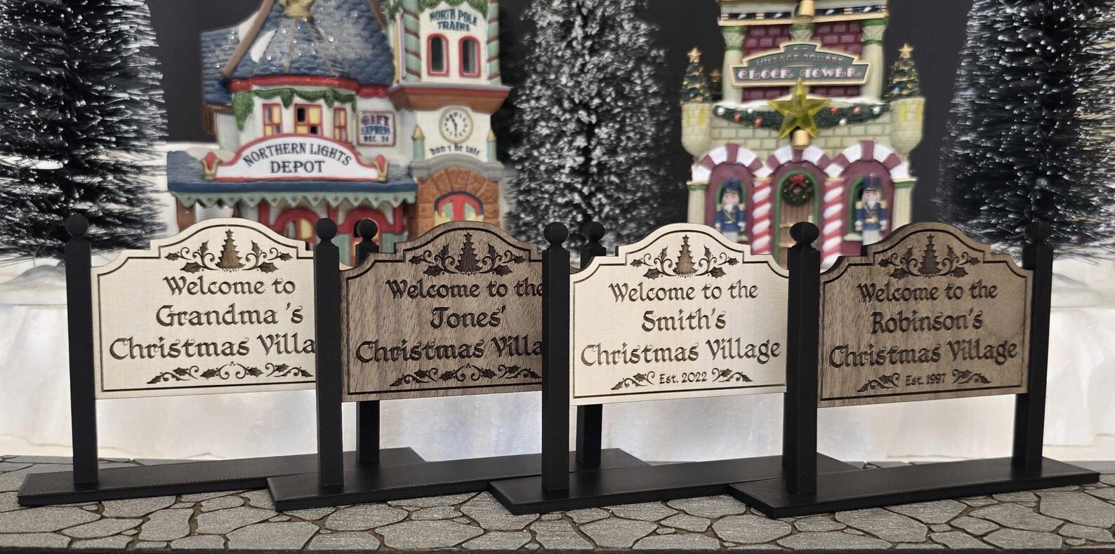 Custom Christmas Village Sign, Christmas Village Accessories, Welcome ...