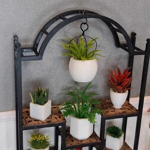 Miniature 9 Shelf Plant Stand With Hanging Trellis, 1:12 Scale Plant ...