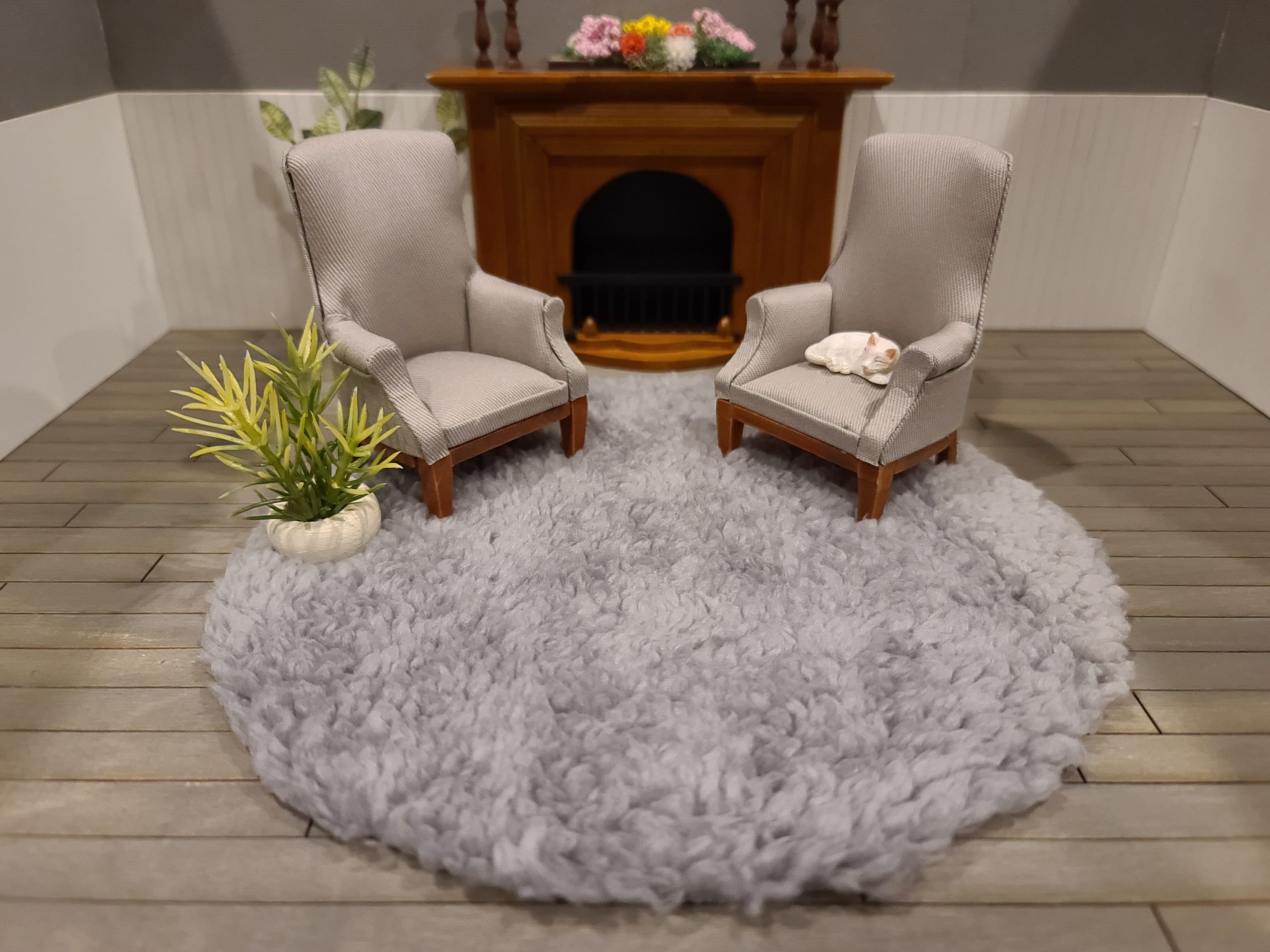 Grey Fluffy Dollhouse Rug 1:12 Scale Rug Miniature | Etsy