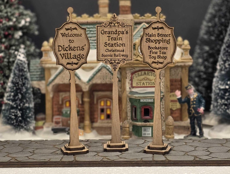 Historical Style Downtown Christmas Village Sign, Personalized ...