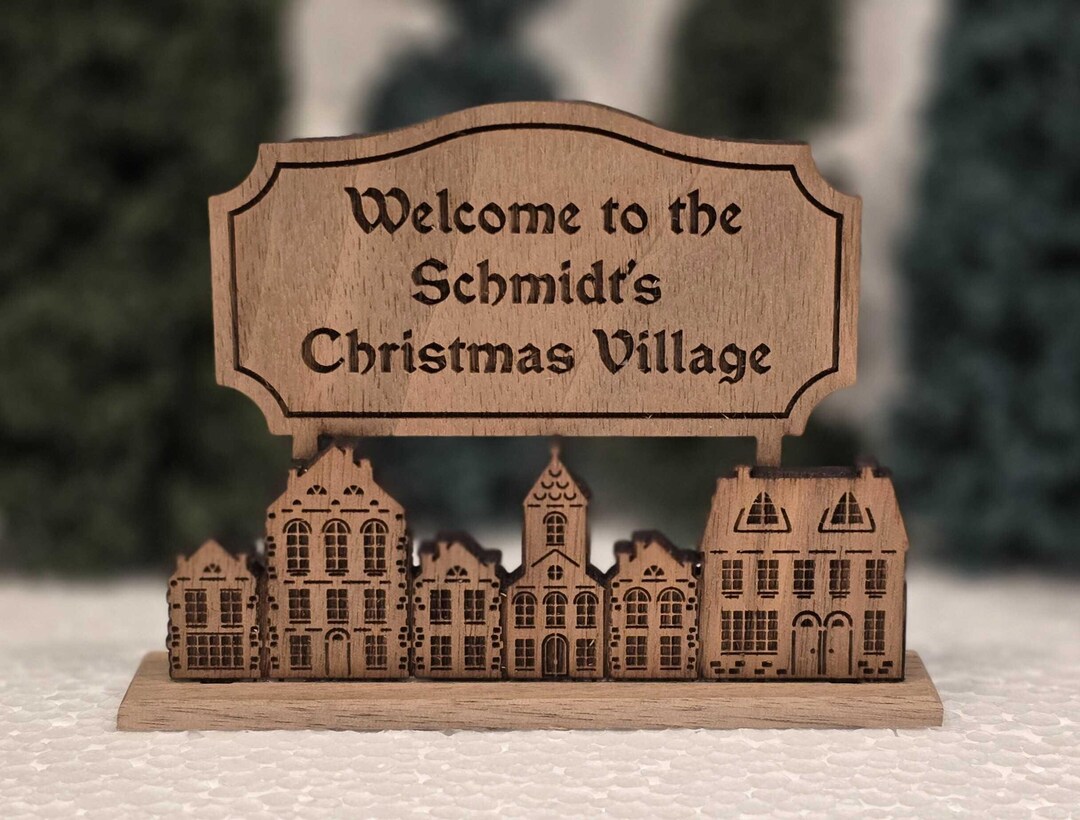 Personalized Christmas Village Sign With Tiny Village, Welcome to Our ...