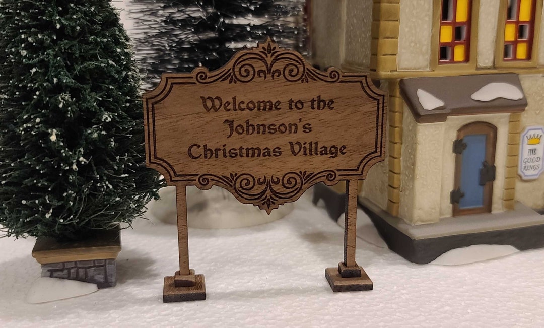 Custom Traditional Christmas Village Welcome Sign, Fancy Welcome Sign ...