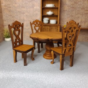 Fancy Miniature Round Dining Table and Chairs, Dollhouse Dining Set, 1: ...