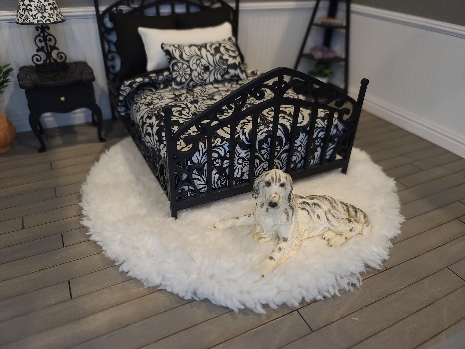 White Fluffy Dollhouse Rug, 1:12 Scale Rug, Miniature Rectangular Floor ...