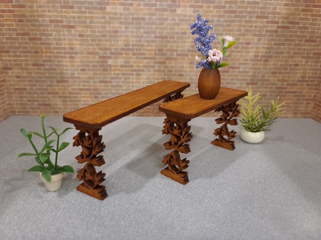 Miniature Oak Leaf Scroll Console Table, Dollhouse Furniture, 1:12 ...