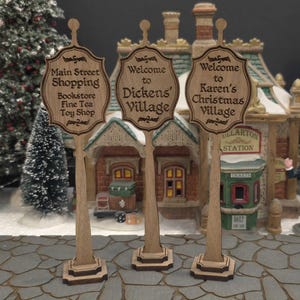 Historical Style Downtown Christmas Village Sign, Personalized ...