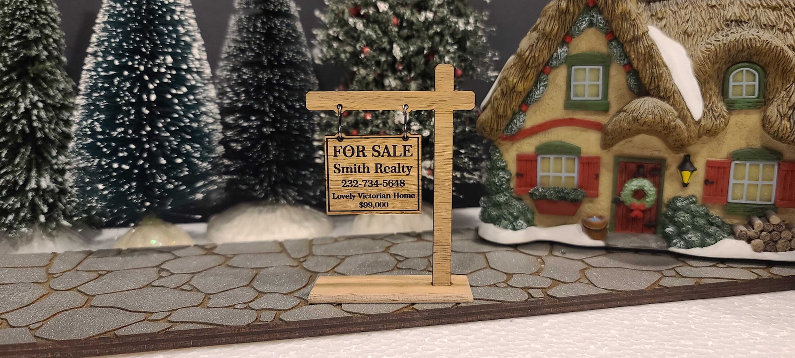 Custom Christmas Village Realtor for Sale Sign, Small House for Sale ...