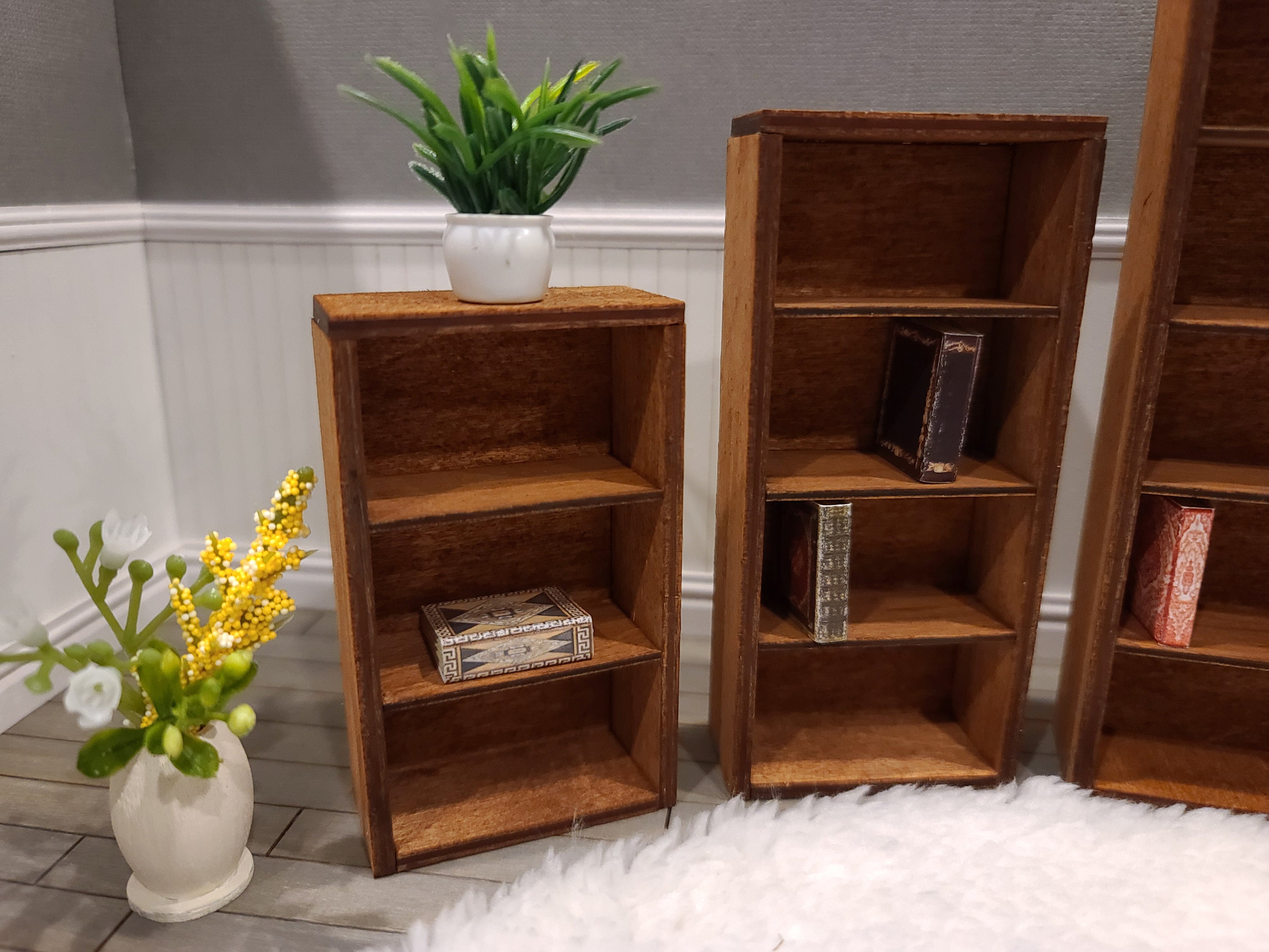 Miniature Wooden Bookcase for Dollhouses 1:12 Scale - Etsy