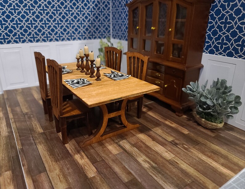 Miniature Dining Table and Chairs, Dollhouse Dining Set, 1:12 Scale ...