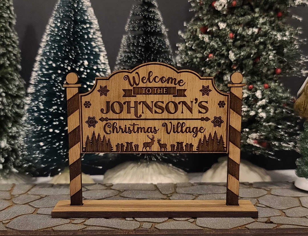 Custom Family Christmas Village Welcome Sign, Welcome to Our Village ...