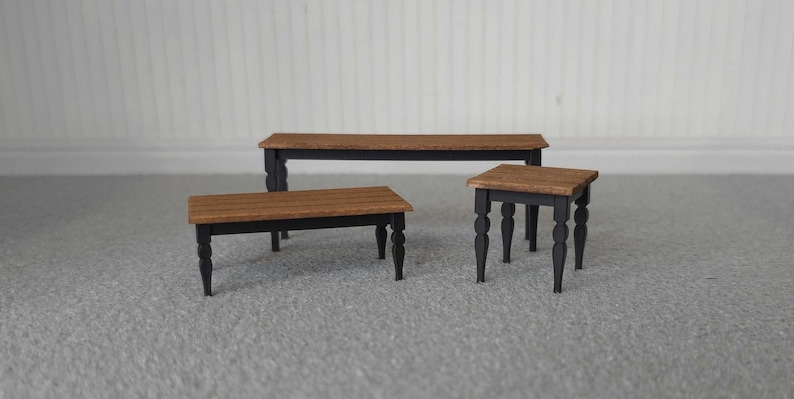 1:24 Miniature French Country Table - Black, Dollhouse Furniture, Mini ...