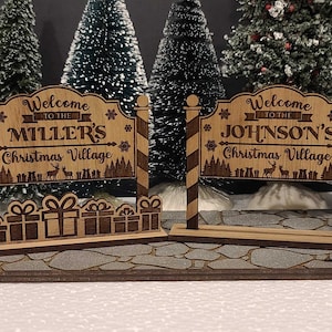 Custom Family Christmas Village Welcome Sign, Welcome to Our Village ...