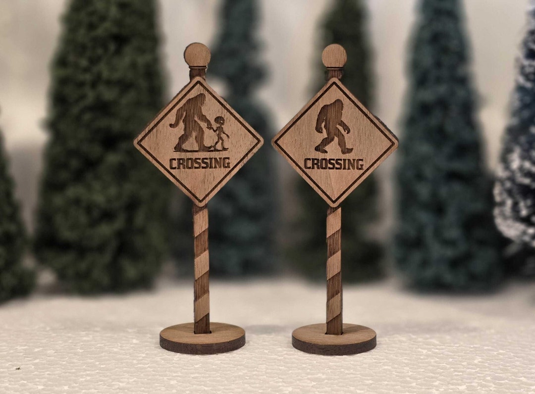 Sasquatch Crossing, Alien Crossing Christmas Village Caution Sign ...