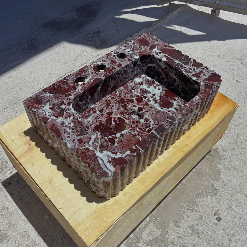 Rosso Levanto Marble Sink - Handmade - Etsy