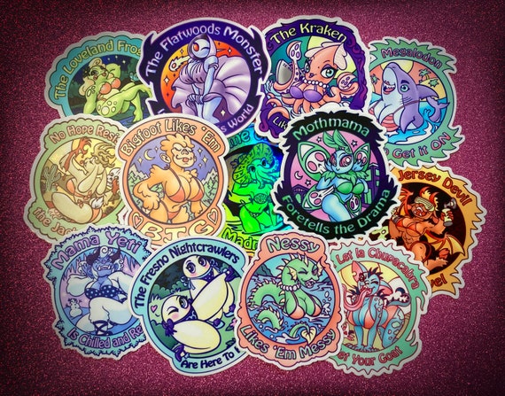 Curvy Cryptids Vinyl Stickers 3in - Etsy