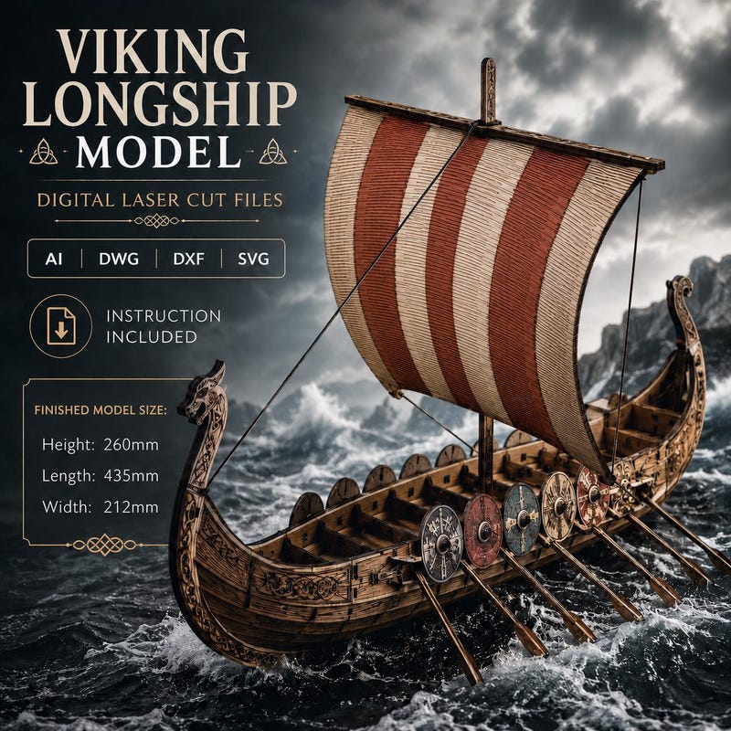 Viking Ship Laser Cut Cnc - Etsy