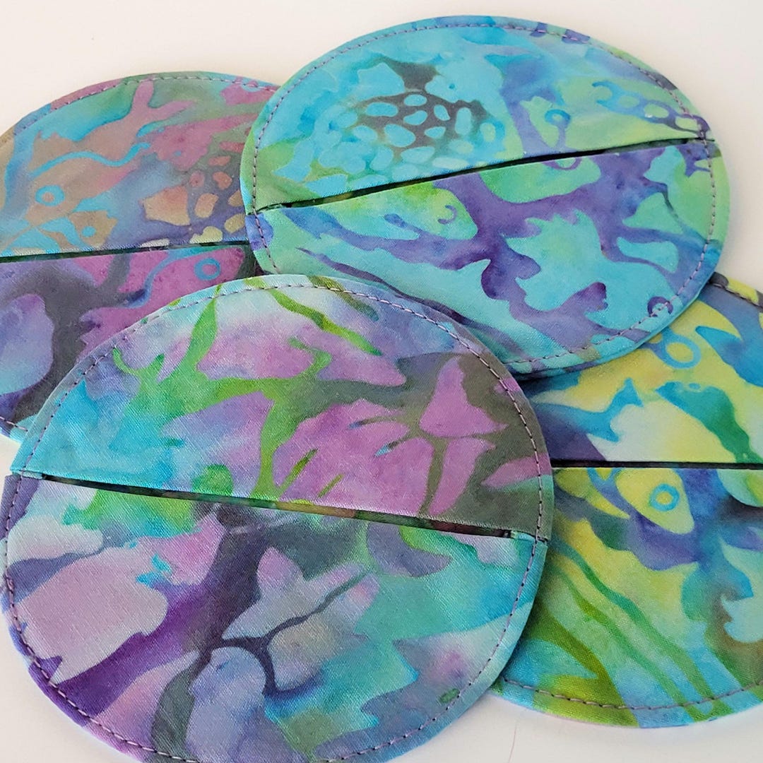 Coasters, Batik Cotton Print Fabric Slipper Coasters, Stemware Slipper ...