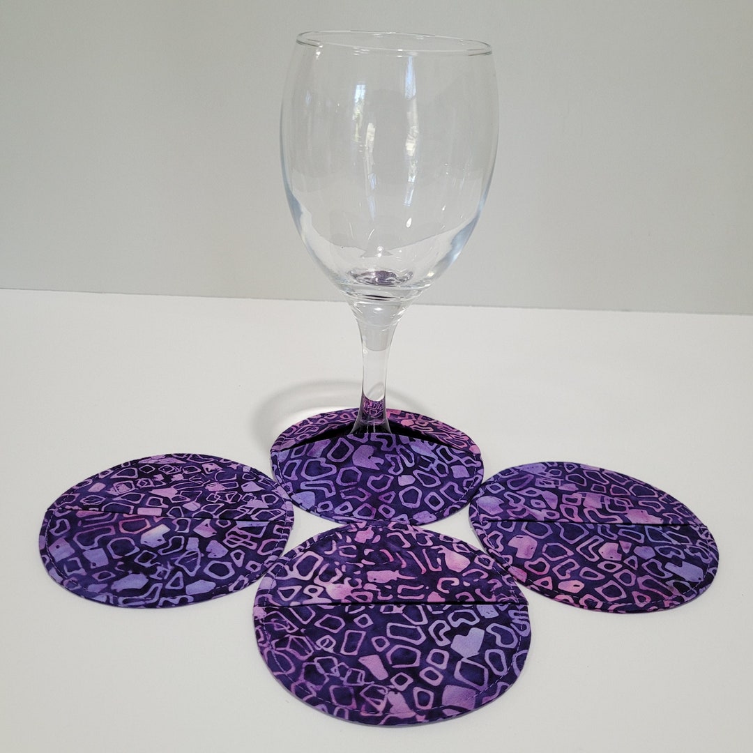 Coasters, Batik Cotton Print Fabric Slipper Coasters, Stemware Slipper ...