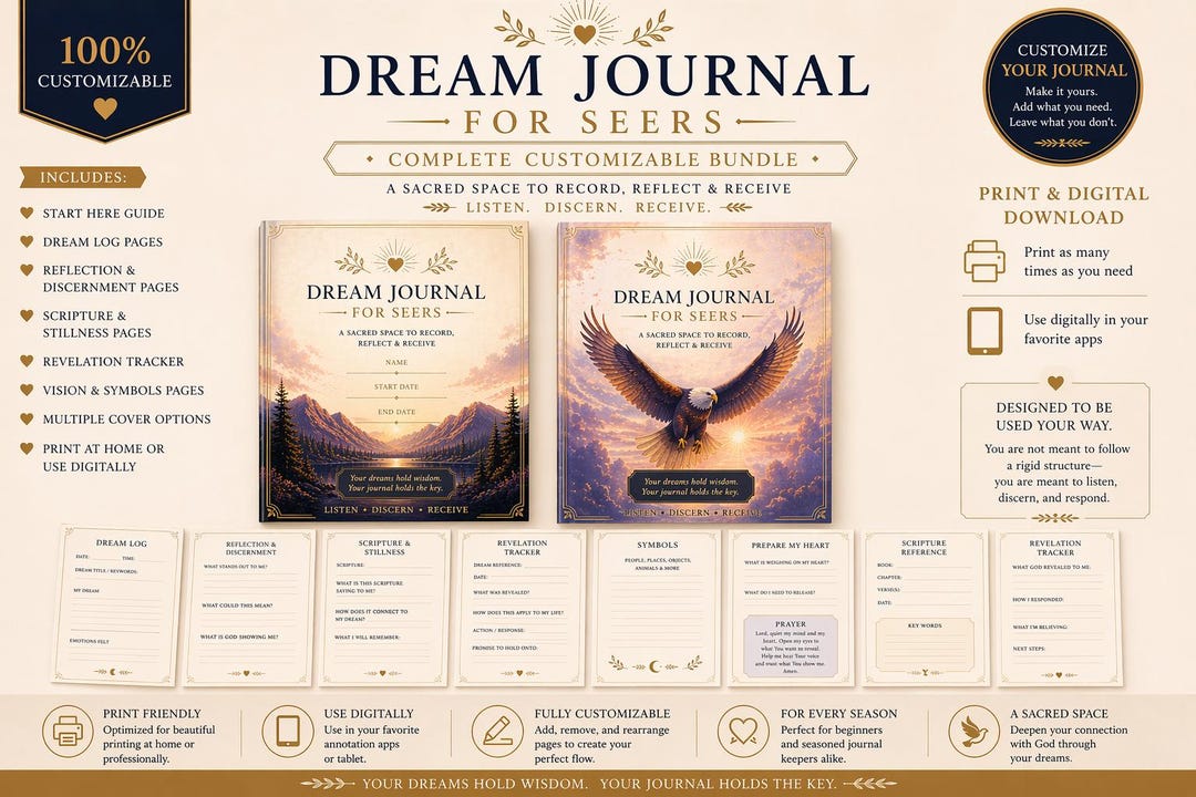 Printable Dream Journal Bundle | Christian Dream Journal for Seers ...