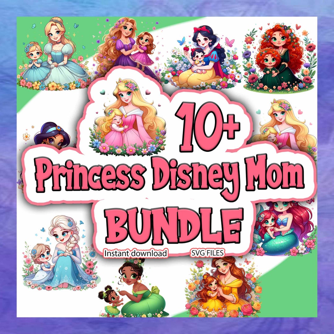 Bundle Mom and Daughter Princess Png, Princess Mama Png, Happy Mother's ...
