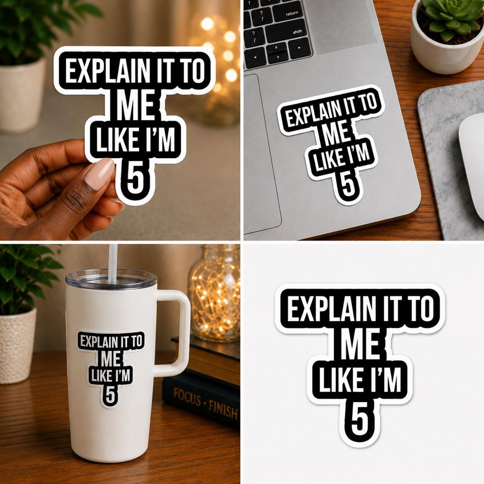 Explain It to Me Like I’m 5 Sticker, Funny Office, Sarcastic Laptop (2 ...