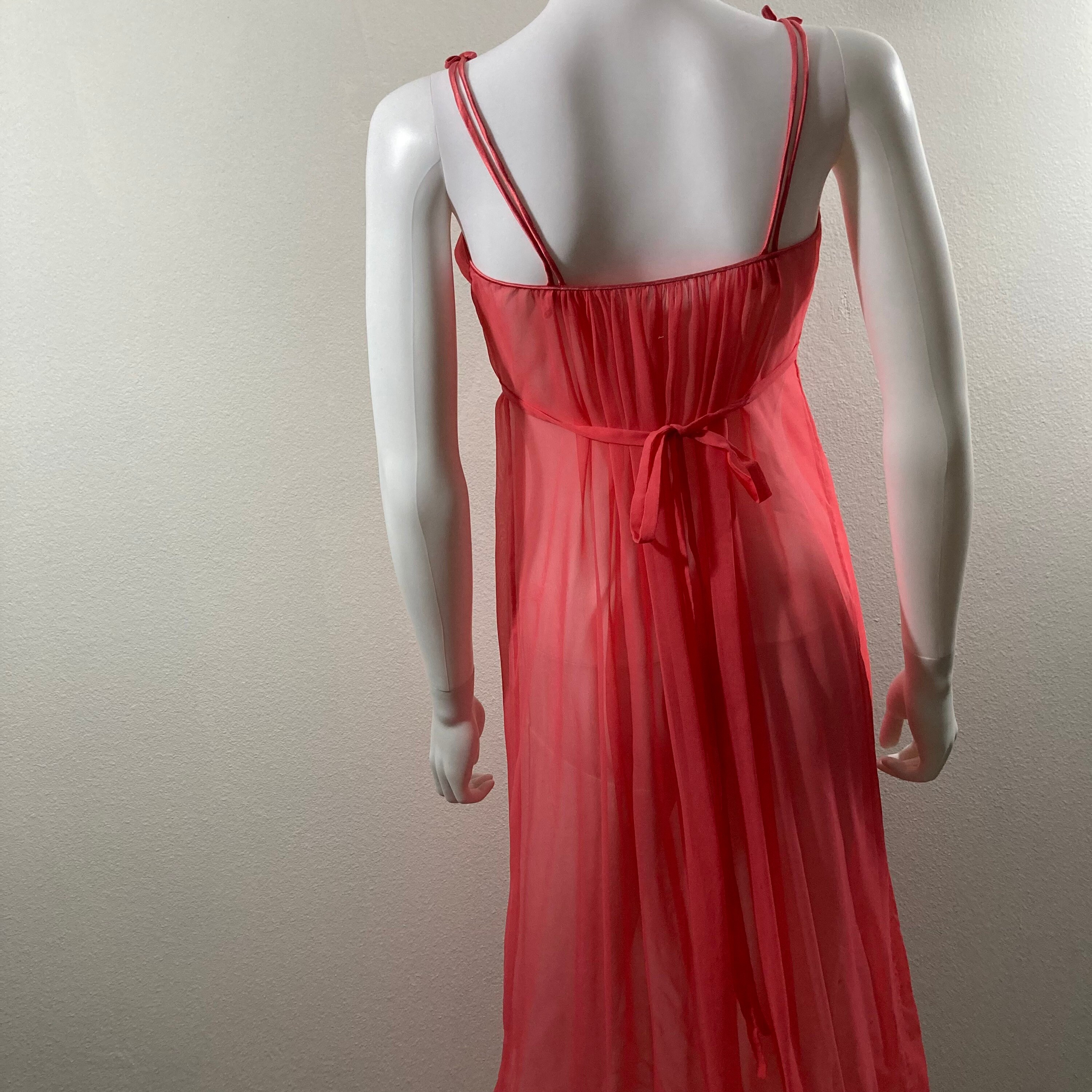 Vintage Pink Sheer Slip Dress, Gown, 1960s, Juel Park Beverly Hills ...