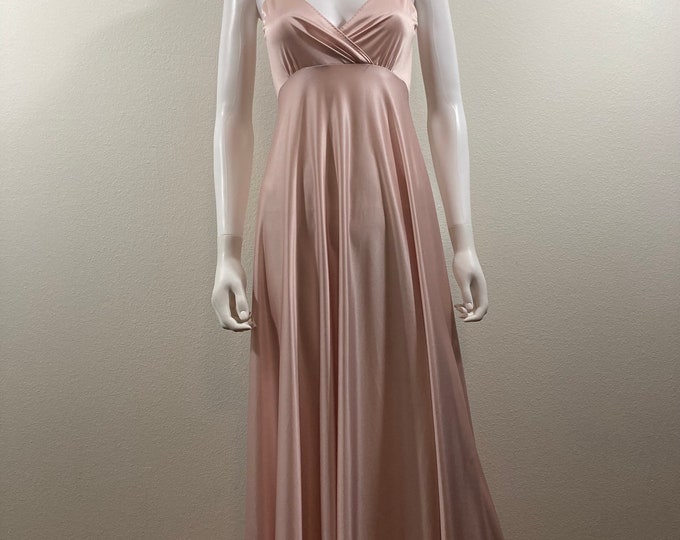 Vintage Halston 1970’s Form Fit Rogers Collaboration Silky Pink Slip Dress, Lingerie, 1970’s ...