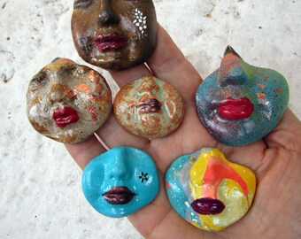 Ceramic Faces Set of Four Different Handmade Faces. - Etsy