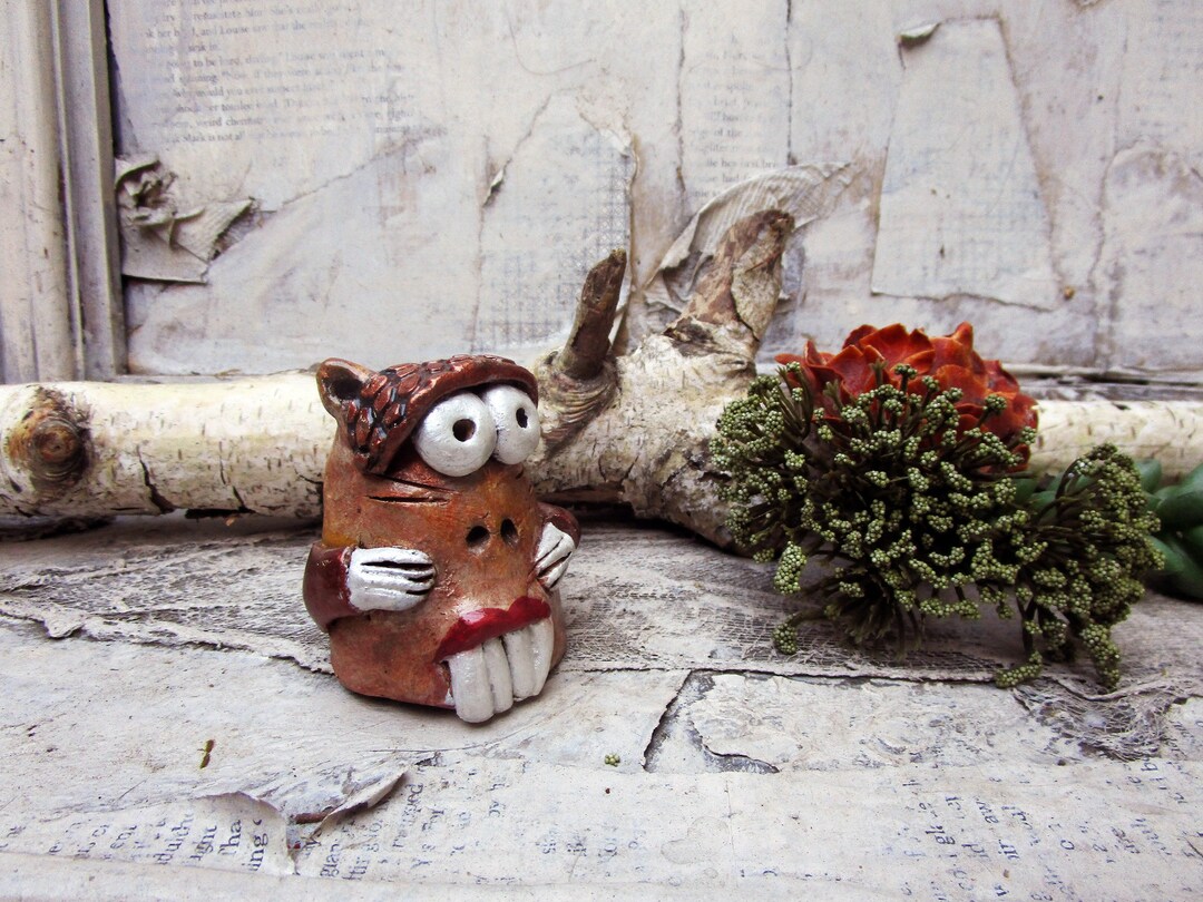 Mini Monster Ceramic Sculpture Figurine 2.50 Handbuilt Quirky Monster ...