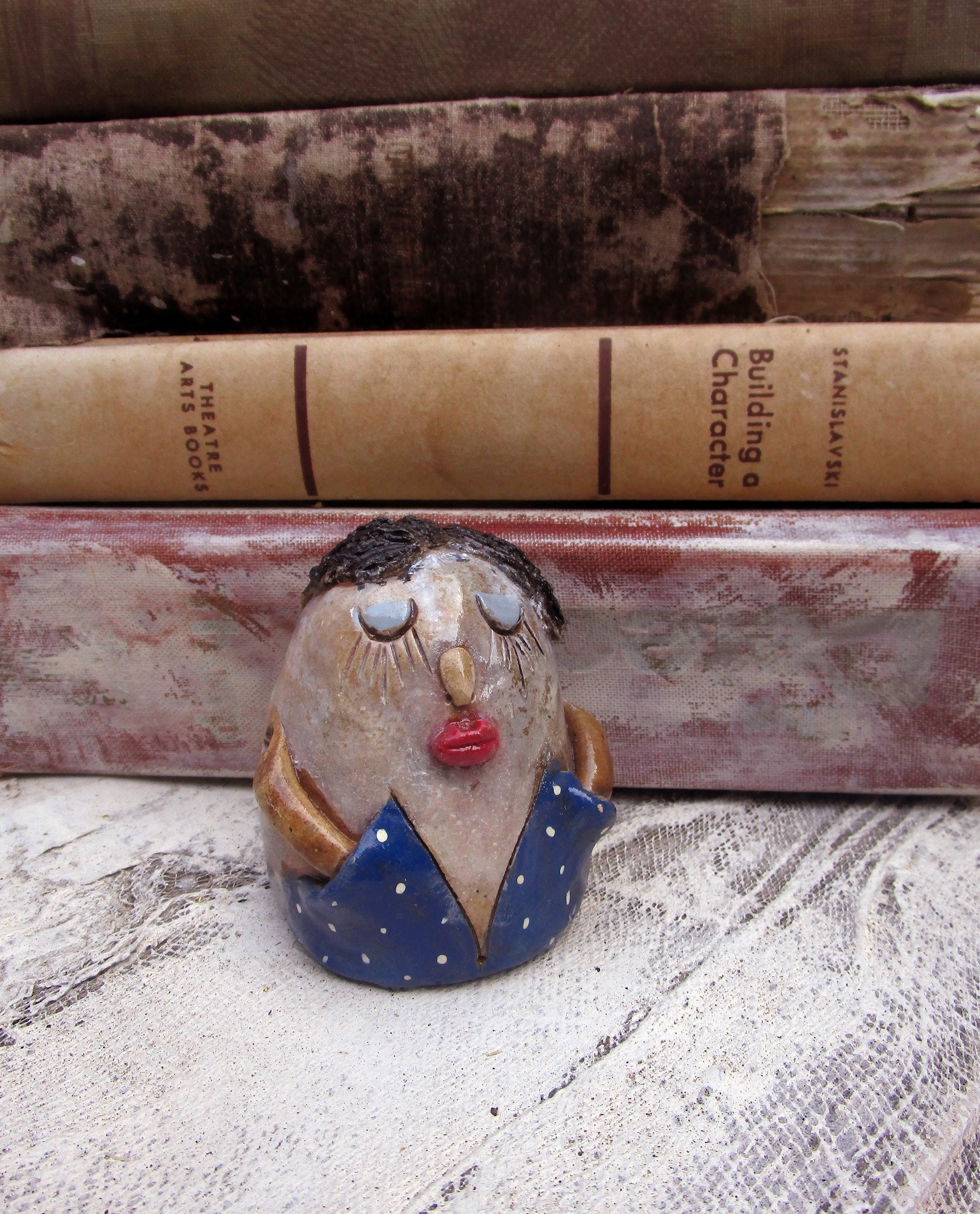 Pottery Handmade Whimsical Calm Man Figurine Desk Decor. | Etsy