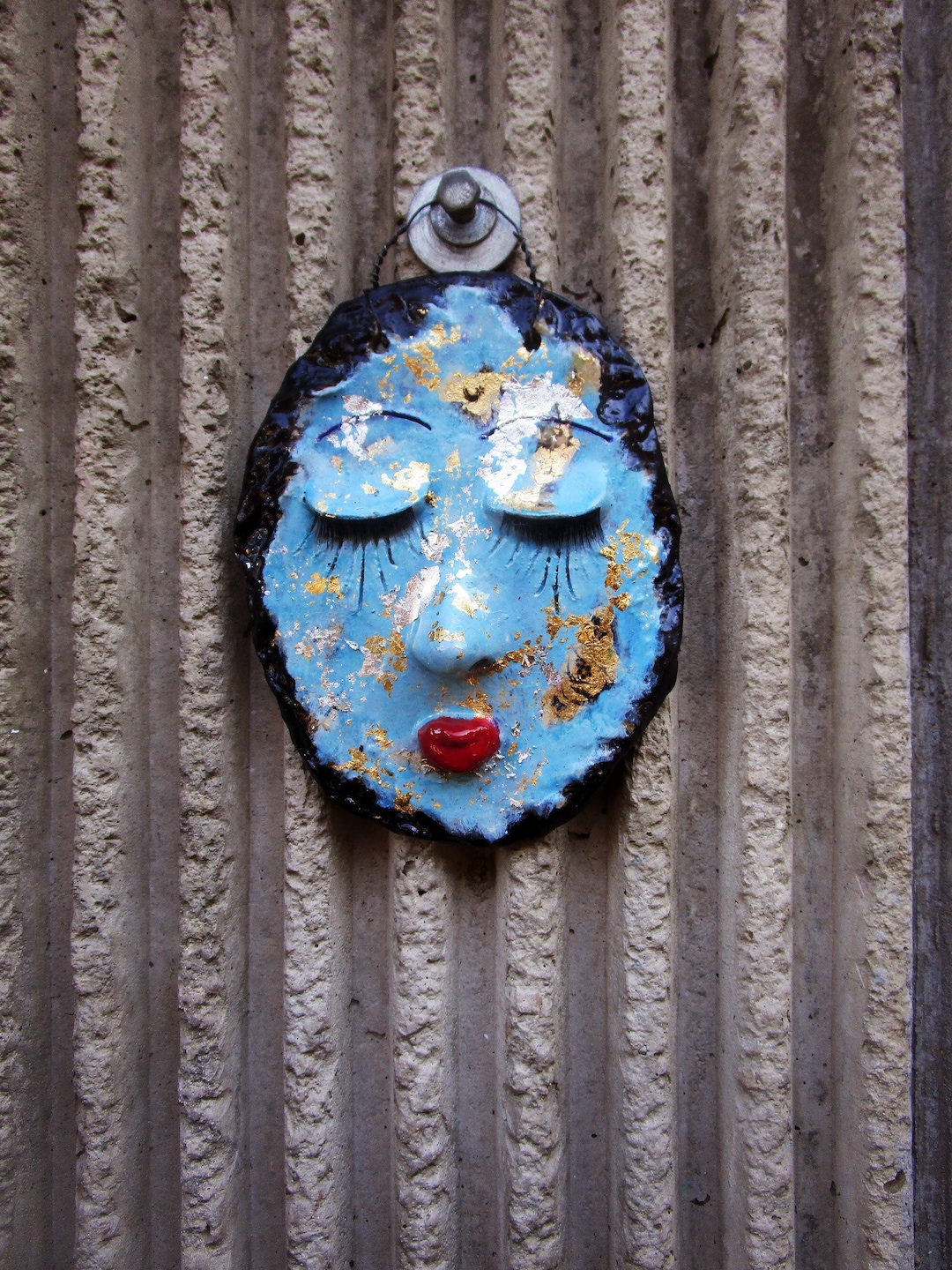 Abstract Sculpture Ceramic Mask Face Wall Sculpture Wall Hanging, 7.75 ...