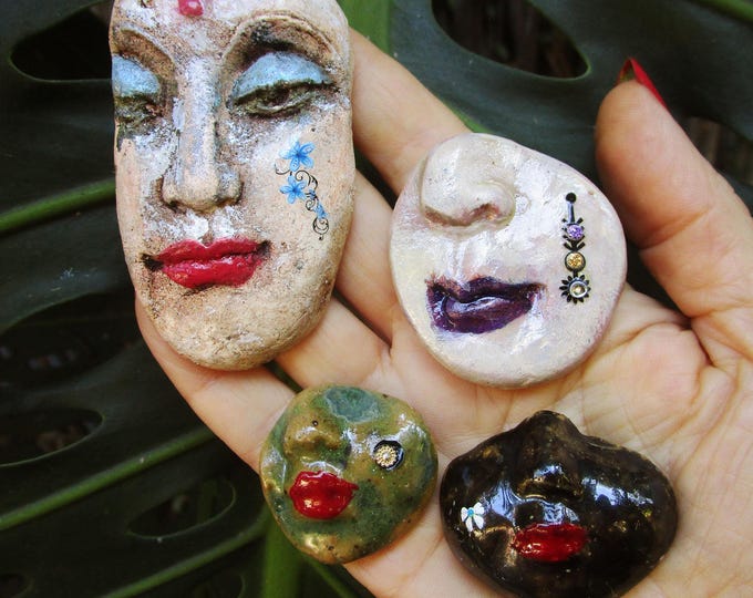 Ceramic Faces Set of Four Different Handmade Faces. - Etsy