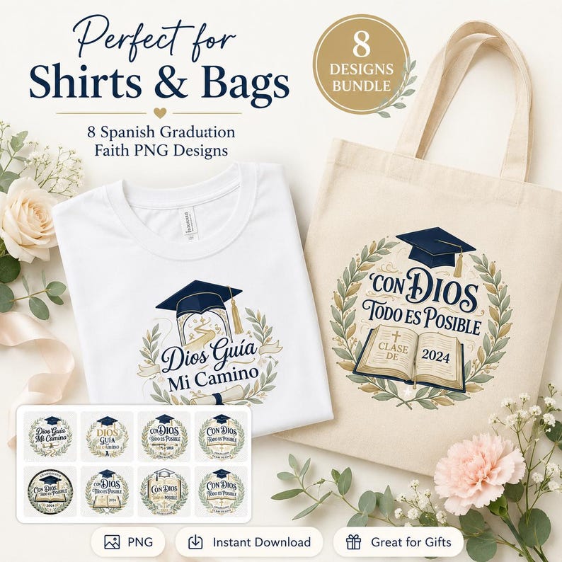 Spanish Christian Graduation PNG Bundle, Faith SVG Clipart (digital ...
