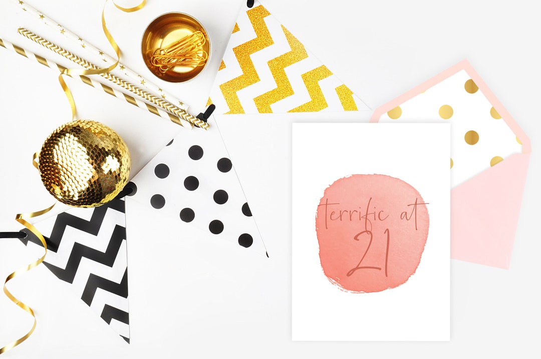 Happy 21st Birthday Card - Twenty First Celebration - Terrific at 21 - Etsy