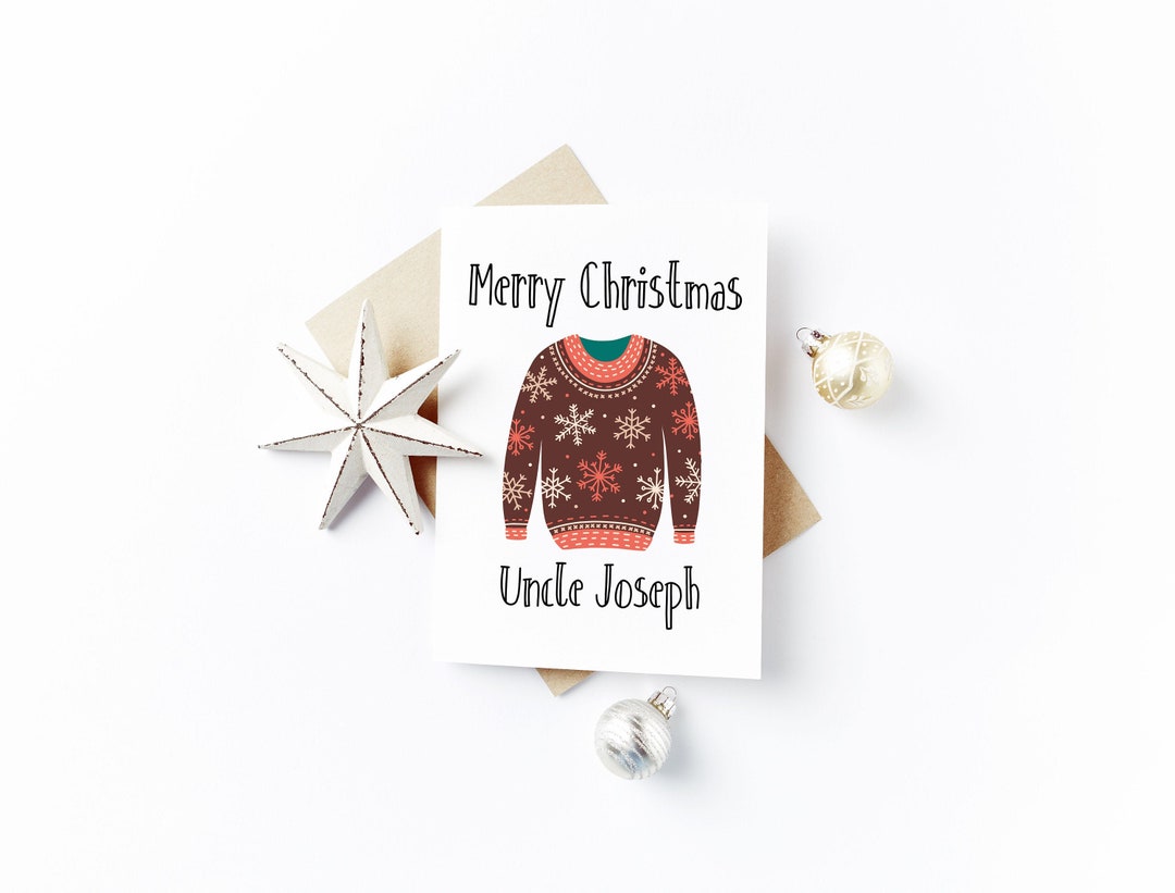 Personalised Christmas Card - Uncle Custom Card - Christmas Jumper ...