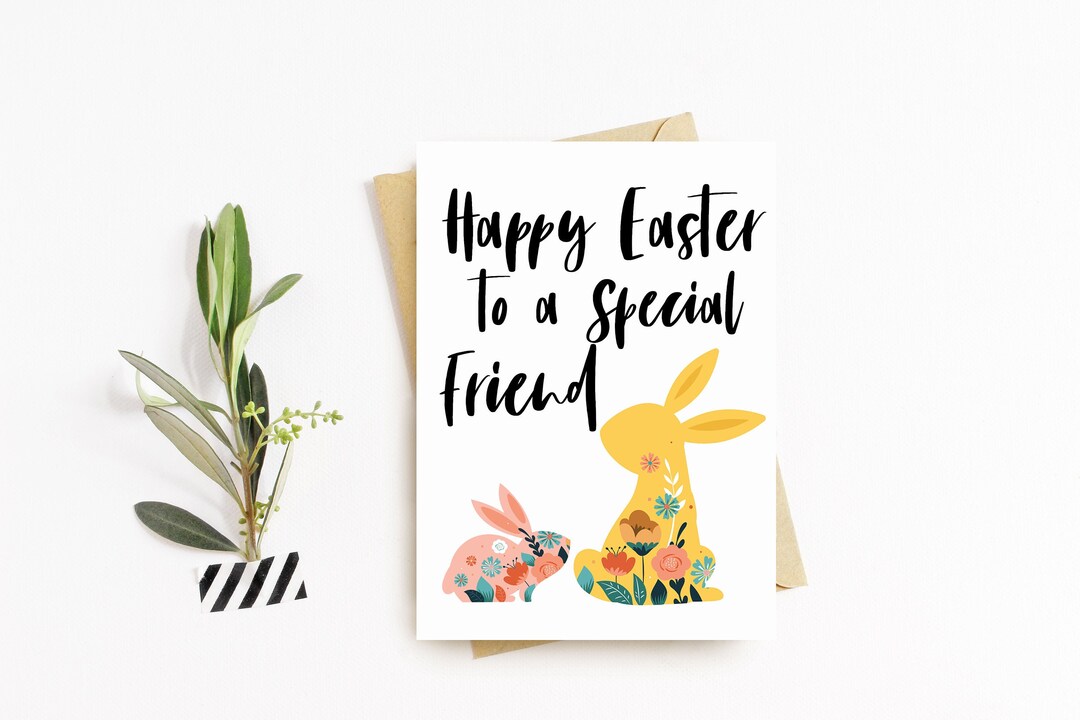 Happy Easter Greeting Card, Handmade, Bunny, Blank Inside, Rabbit ...